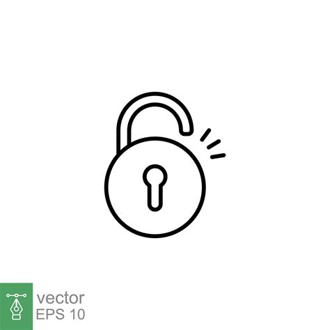 Unlocked Lock Icon Simple Outline Style Padlock With Keyhole Open Key Security Concept Thin