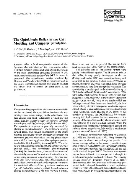 Pdf The Optokinetic Reflex In The Cat Modeling And Computer Simulation