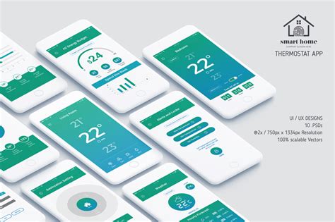Complete Android Ui Kit For Thermostat App By Omega Labs Thehungryjpeg