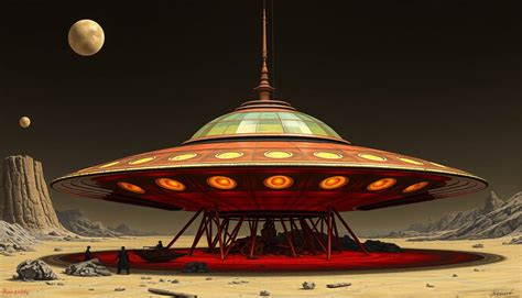 Retro Futurist Flying Saucer Craft By Max Ernst By Evenmaddercleveland