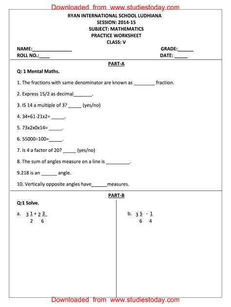 Ncert Class 5 Maths Worksheets With Answers Pdf Fill Online Printable Fillable Blank