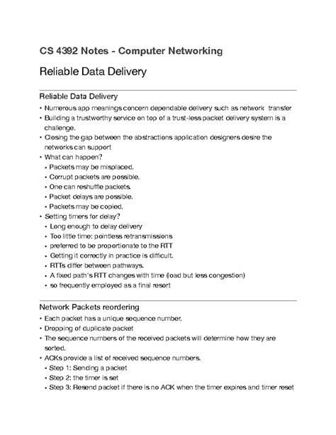 Cs 4392 Class Notes L10 Cs 4392 Notes Computer Networking