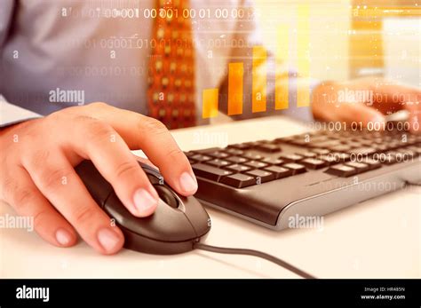 Businessman Using Keyboard Computer With Innovation Graph Interface On