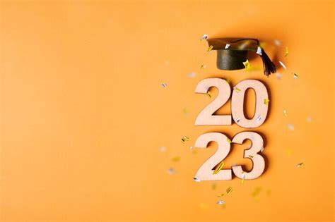 Premium Photo Class Of 2023 Concept Wooden Number 2023 With Graduated