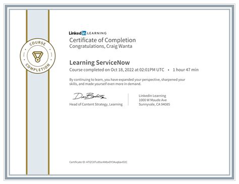 craig wanta en linkedin certificate of completion