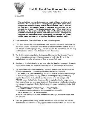 Fillable Online Lab Excel Functions And Formulas Fax Email Print PdfFiller