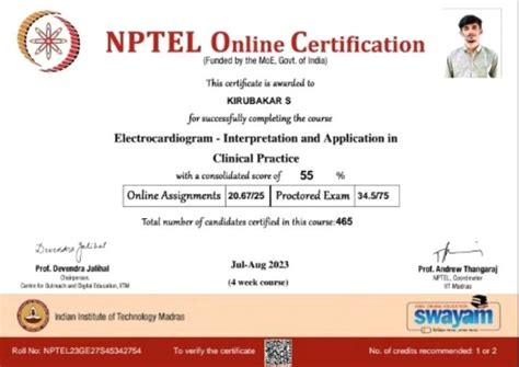 Kirubakar S On Linkedin I Have Completed Nptel In Electrocardiogram