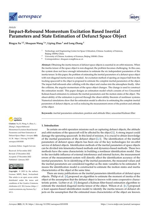Pdf Impact Rebound Momentum Excitation Based Inertial Parameters And State Estimation Of
