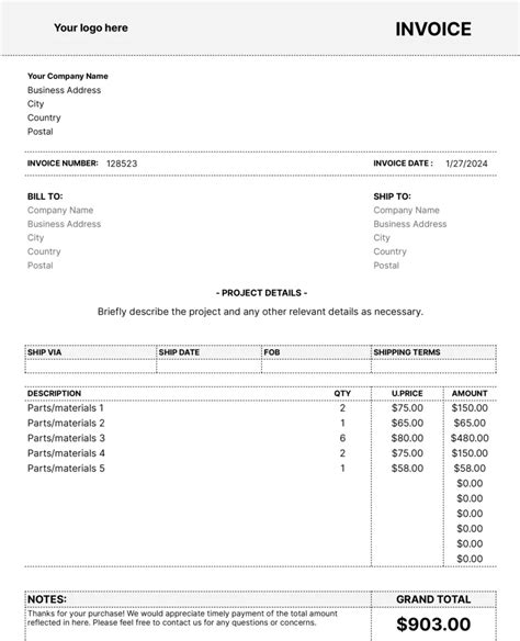 Free Quickbooks Invoice Template Coefficient