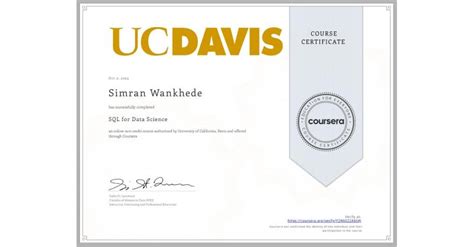 Simran Wankhede On Linkedin Completion Certificate For Sql For Data Science
