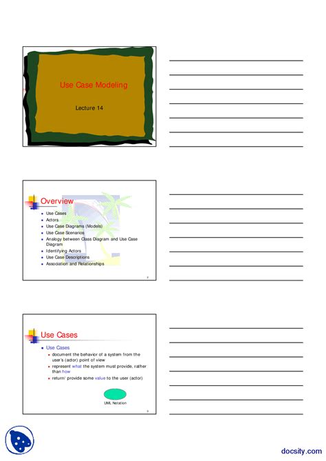 Use Case Modeling Concepts Of Object Oriented Programming Lecture Slides Docsity