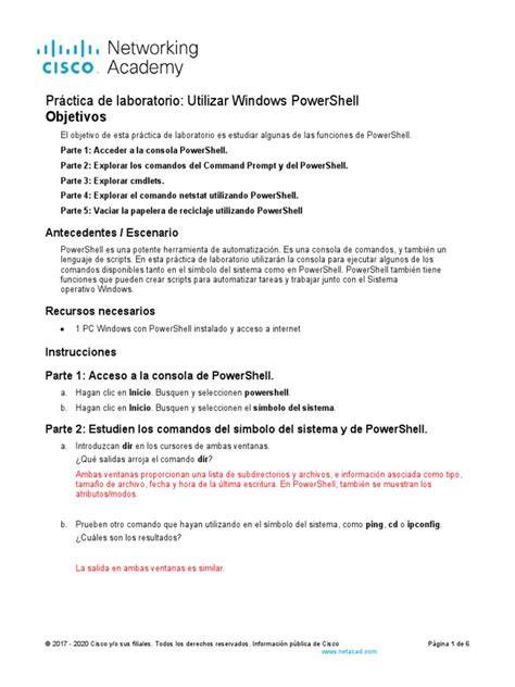 3 3 11 lab using windows powershell pdf interfaz de línea de