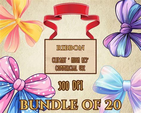 Ribbons Bundle Of 20 High Resolution Clip Art Transparent Background 300 DPI PNG Files Etsy