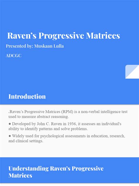 raven s progressive matrices ppt 103 pdf learning disability