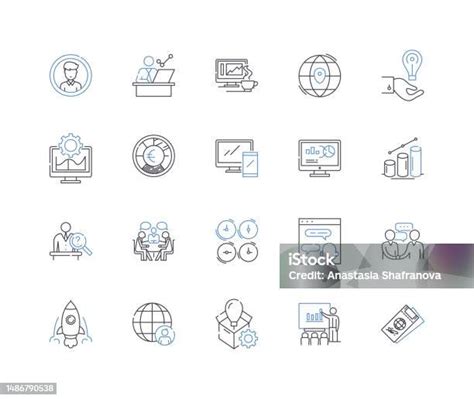 벤처 시스템 라인 아이콘 모음입니다 투자 위험 감수 기업가 정신 혁신 신생 기업 자본 성장 벡터 및 선형 일러스트레이션 Equity Funding Pitching 개요