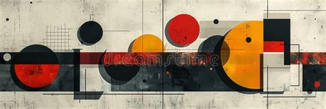 Abstract Geometric Composition With Circles Squares And Rectangles