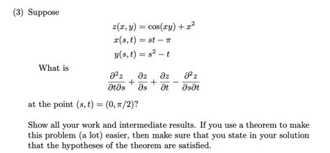 Solved 3 Suppose Z X Y X S T Y S T Cos Xy X2 St−π S2−t