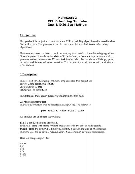 Programming Assignment 1 Scheduling Simulator