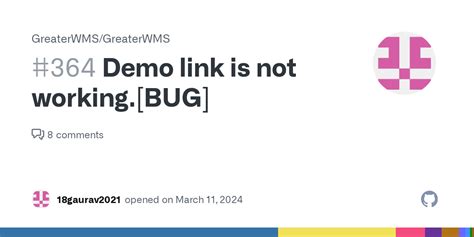 demo link is not working [bug] · issue 364 · greaterwms greaterwms