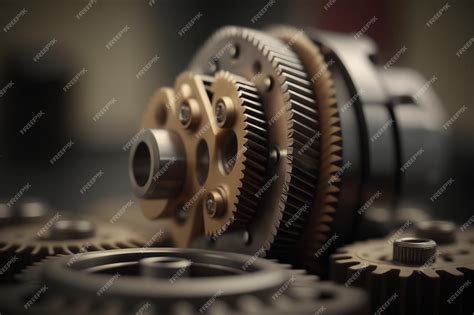 Premium Ai Image Closeup Of Gears Turning Representing The Concept Of