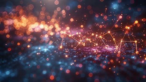 Abstract Digital Network With Glowing Connections Illuminated Connections Stock Illustration