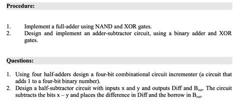 Solved Procedureimplement A Full Adder Using Nand And Xor