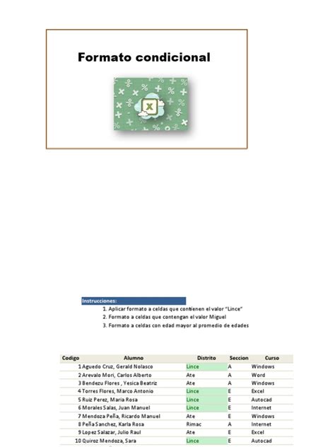 Ia Semana 2s1 Formatos En Excel Desarrollado Pdf Suites De