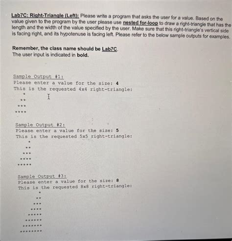 Solved Lab C Right Triangle Left Please Write A Program Chegg