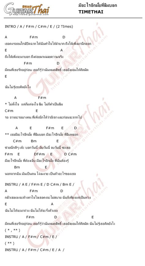 คอร์ดเพลง มีอะไรอีกมั้ยที่ลืมบอก Timethai