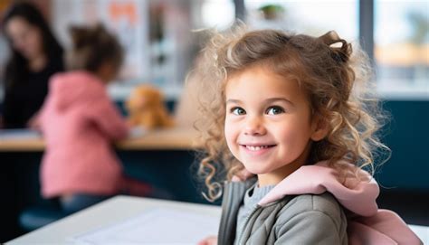 Premium Photo Smiling Girls In Classroom Learning And Happy Generated