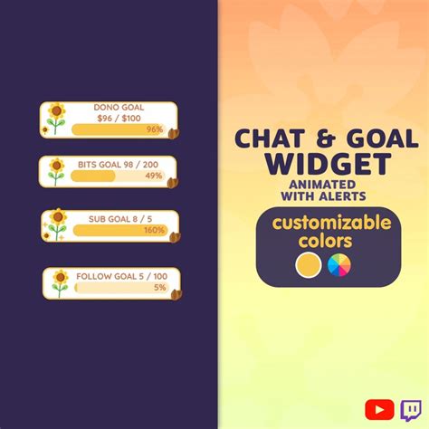 P2u Customizable Chat Widget Goal Sunflower Cute Flower Orange Yellow