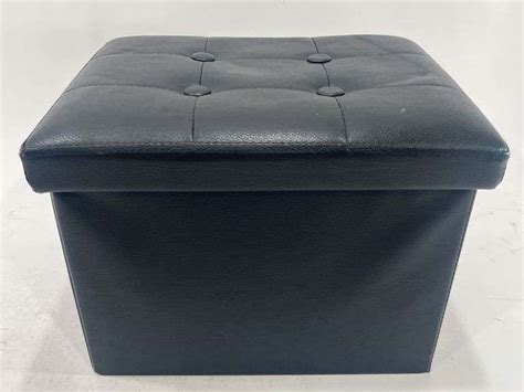Black Faux Leather Storage Ottoman Black And Gold Auctions