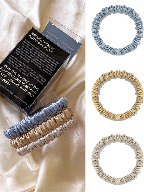 3pcs Box 100 Natural Silk Solid Color Hair Ties H Grandado