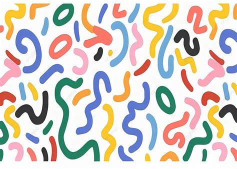 Playful Colorful Squiggles And Shapes Doodle On White Background Shapes Colorful Simple
