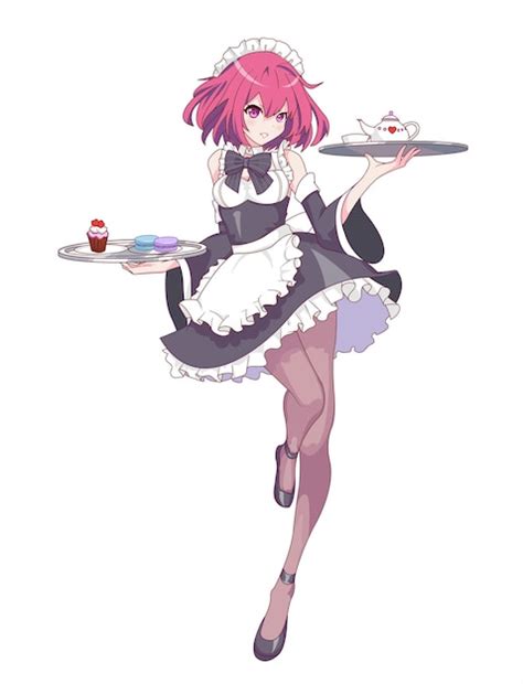 Chica Anime Manga Vestida De Sirvienta Vector Premium
