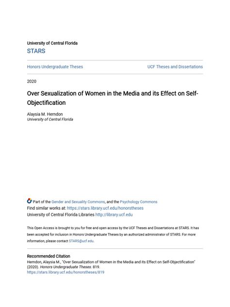 Over Sexualization Of Women In The Media And Its Effect On Self O Pdf
