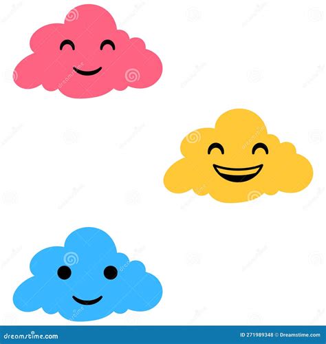 Cloud With Face Clouds Collection Clouds Stock Vector Illustration