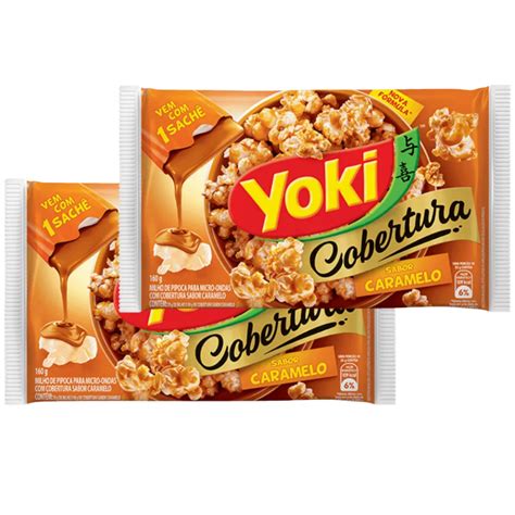 Kit 2 Pipocas P Micro Ondas Da Yoki Sabor Cobertura Caramelo 160g