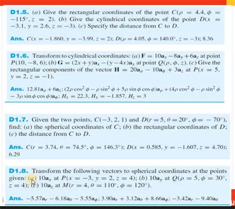 Solved D15 A Give The Rectangular Coordinates Of The