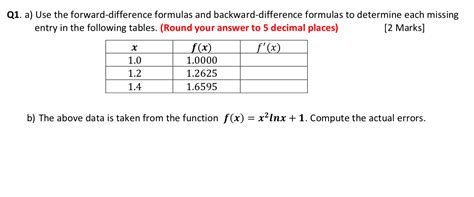 Solved Q1 ﻿a ﻿use The Forward Difference Formulas And