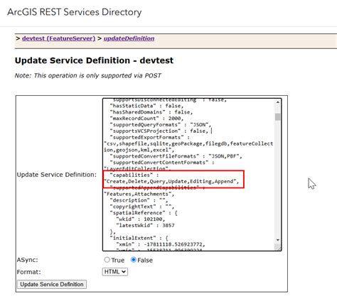 Solved Rest Api Append Is Not Enabled Esri Community