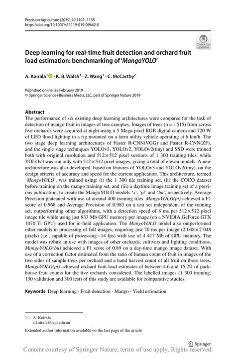 Deep Learning For Real Time Fruit Detection And Orchard Fruit Load
