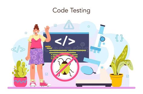 Software Tester Concept Application Or Website Code Testing Stock Vector Illustration Of Data