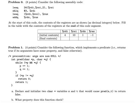 Solved Problem Points Consider The Following Assembly Chegg