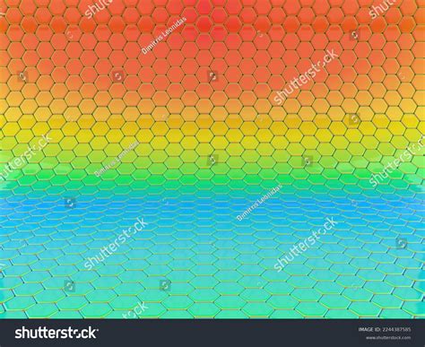 Colorful Rainbow Hexagonal Curved Background 3d Stock Illustration