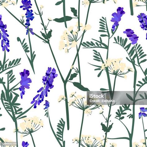 꽃과 잎이 다른 플로럴 원활한 패턴 식물 학적 일러스트 핸드 그린 섬유 프린트 직물 스와트 포장지 개화기에 대한 스톡 벡터 아트 및 기타 이미지 Istock