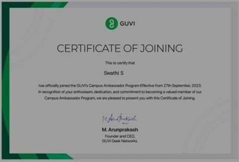 Swathi Subramaniyan On Linkedin Guvi Campusambassador Guvigeeknetworks