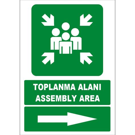 Turkish English Assembly Area Symbol Sign Board Label On The Right Side