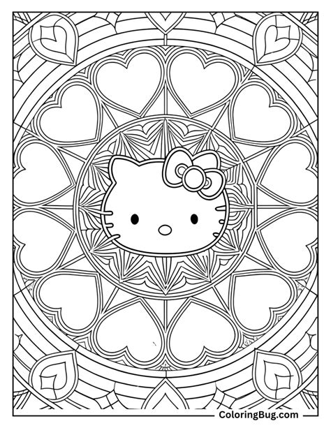 Monday Mandala Coloring Pages Hello Kitty