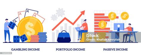 도박 포트폴리오 작은 사람들과 수동 소득 개념 자본 이득 추상 벡터 그림 세트입니다 온라인 카지노 투자 및 채권 현금 흐름 돈